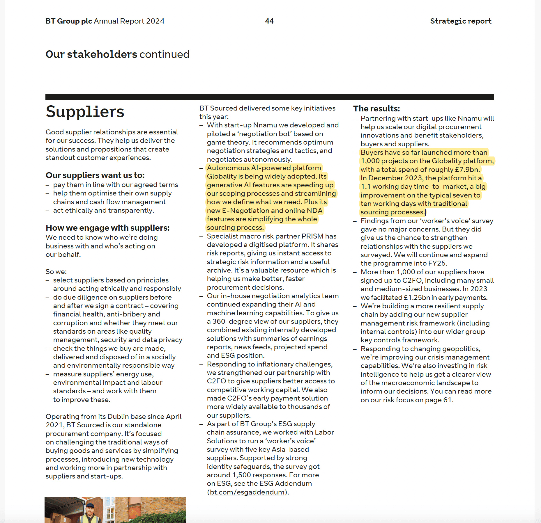 BT Annual Report 2024 Highlights Benefits of Globality's Autonomous Sourcing Platform